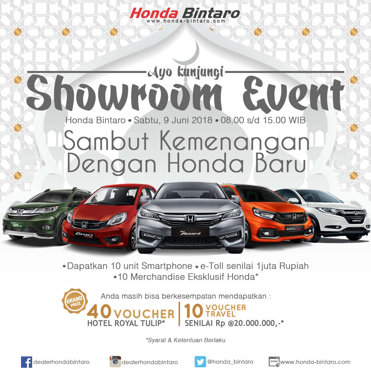 Ayo Kunjungi Showroom Event Honda Bintaro 9 Juni 2018, Banyak Hadiah ...
