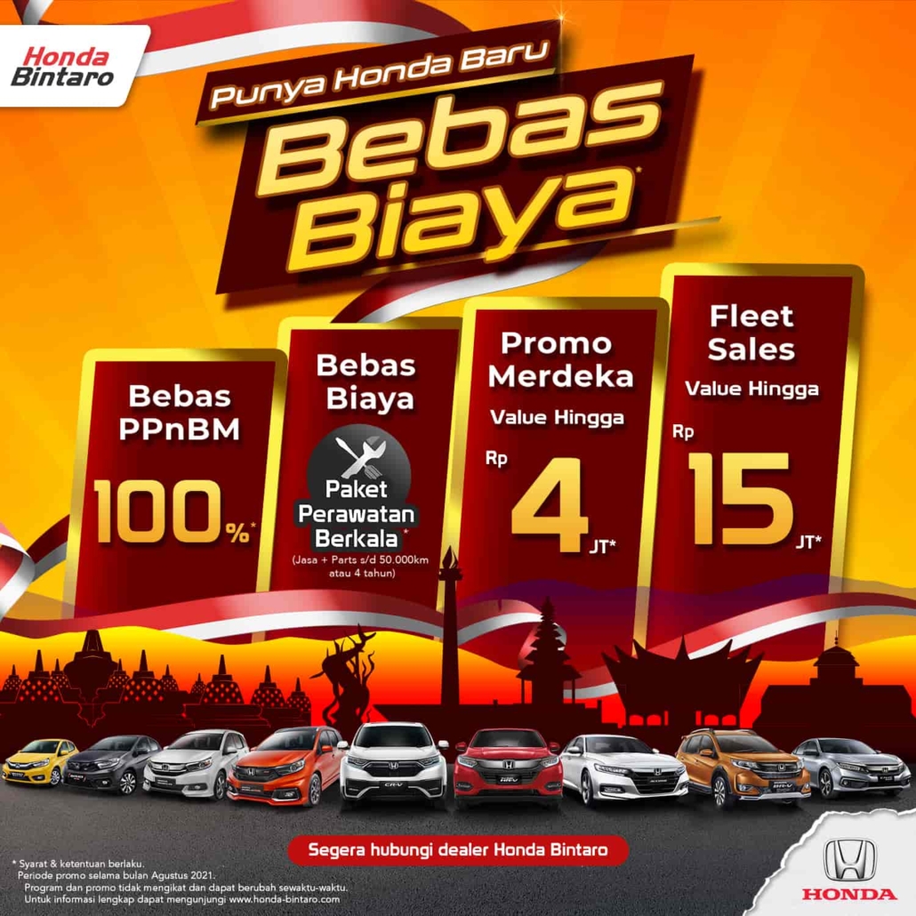 Punya Honda Baru, Bebas Biaya! Promo Agustus 2021 - Honda Bintaro