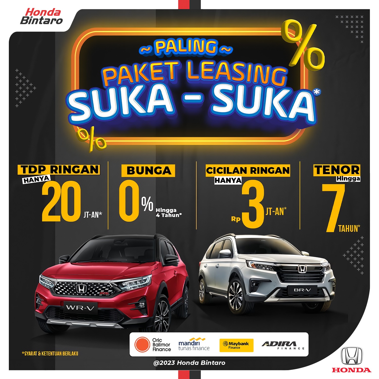 Program PALING! Paket Leasing Suka-Suka! - Honda Bintaro